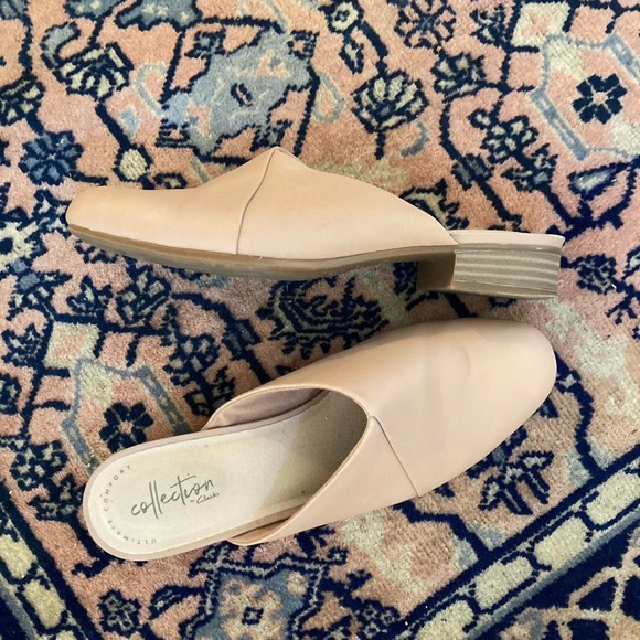 Clarks | Shoes | Clarks Tan Leather Slides | Poshmark
